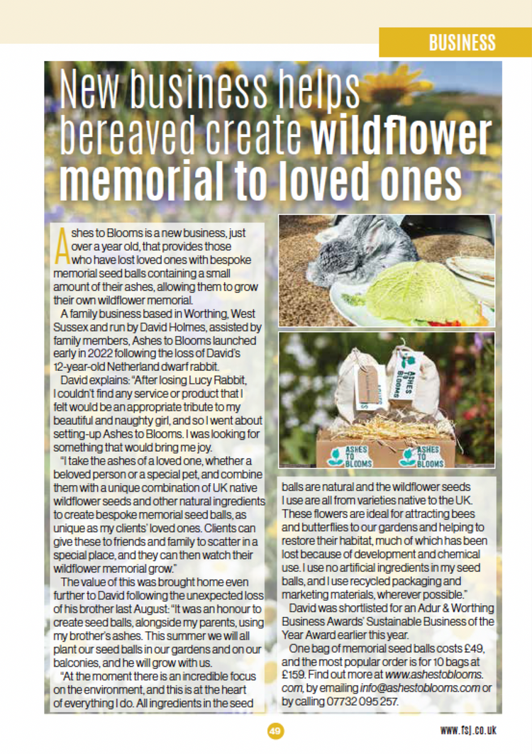 “New business helps bereaved create wildflower memorial to loved ones ...
